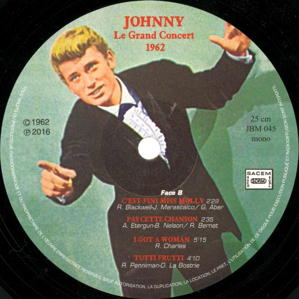 Johnny Hallyday - LP Johnny Le grand concert 1962 JBM 045
